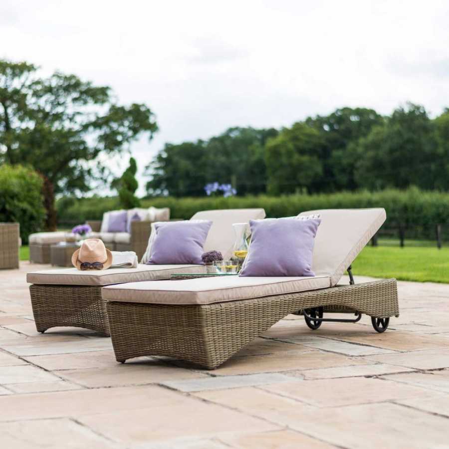 Maze Winchester Sun Lounger Set 2 Garden Sun Loungers With Central Table